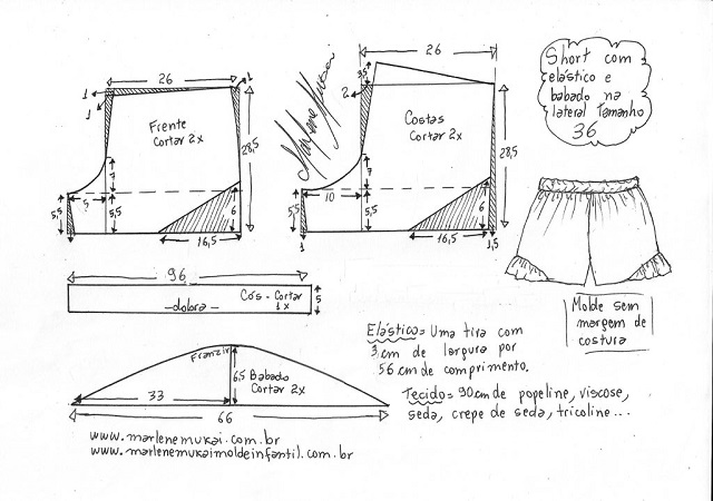 Molde de Short Feminino com Elástico: Baixe Grátis 5 Moldes